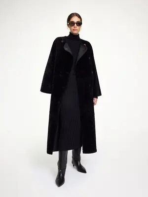 BY MALENE BIRGER Sandria Shearling Coat - Black