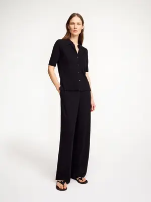 BY MALENE BIRGER Dotta Wool-silk Blouse - Black