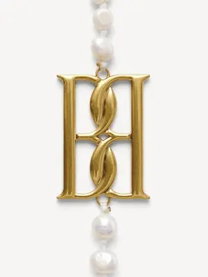 BY MALENE BIRGER Chakallo Monogram Pearl Necklace - Soft White