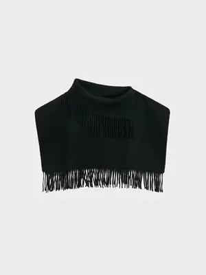 BY MALENE BIRGER Turtla Wool Fringe Bib - Black