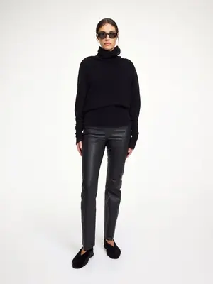 BY MALENE BIRGER Florentina Long Leather Trousers - Black