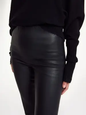 BY MALENE BIRGER Florentina Long Leather Trousers - Black