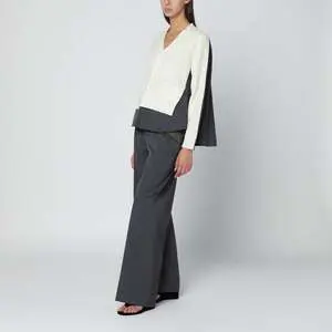 Sacai Pinstripe Bi-material Trousers - Grey