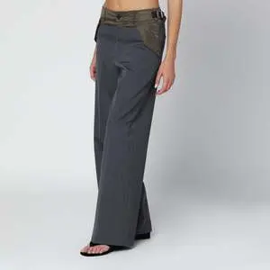 Sacai Pinstripe Bi-material Trousers - Grey