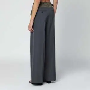 Sacai Pinstripe Bi-material Trousers - Grey