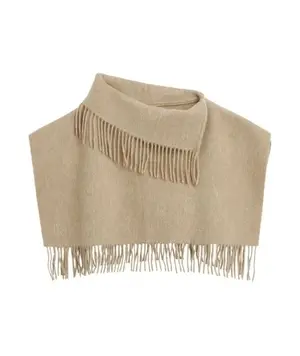 BY MALENE BIRGER Turtla Wool Fringe Bib - Grey Brown Melange