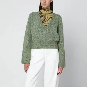 GANNI Wool-blend Textured Sweater - Green