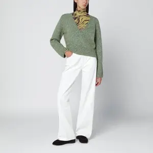 GANNI Wool-blend Textured Sweater - Green