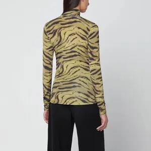 GANNI Zebra-print Turtleneck Top