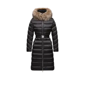 Moncler Leersie Hooded Shearling-trimmed Long Down Jacket - Black