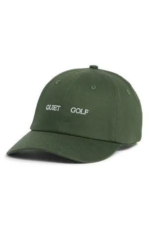QUIET GOLF Logo Embroidered Cotton Cap Forest