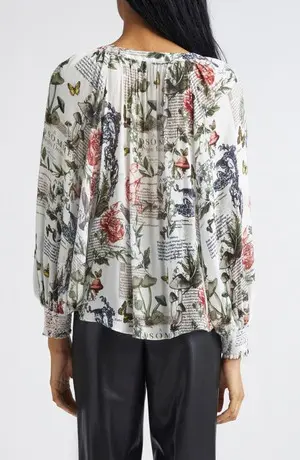 Alice + Olivia Thalia Mixed Print Button-up Shirt