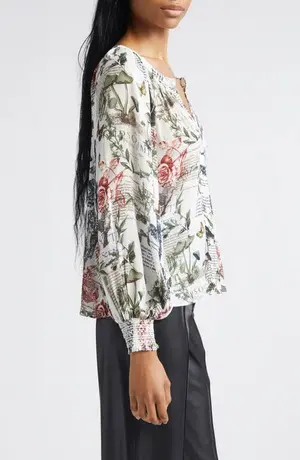 Alice + Olivia Thalia Mixed Print Button-up Shirt