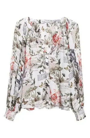 Alice + Olivia Thalia Mixed Print Button-up Shirt