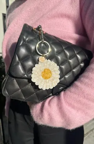 SOLAR ECLIPSE Hand-painted Daisy Bag Charm