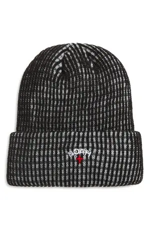 NOAH Tri-Color Waffle-Stitch Beanie Black/grey/dark Grey