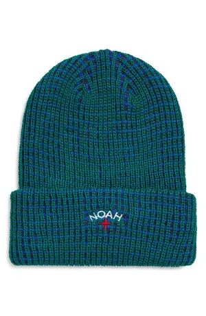 NOAH Tri-Color Waffle-Stitch Beanie Blue/teal