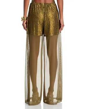 Norma Kamali Sequin Mesh Boyfriend Elephant Sweatpants - Bark