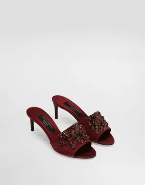 Dolce & Gabbana Keira Satin Mules With Gemstone Embellishment