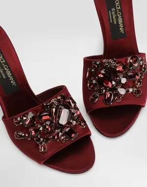 Dolce & Gabbana Keira Satin Mules With Gemstone Embellishment
