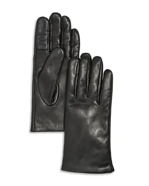 Bloomingdale'S Cashmere Lined Leather Tech Gloves - Black