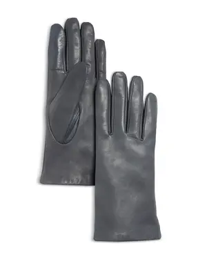 Bloomingdale'S Cashmere Lined Leather Tech Gloves - Blue