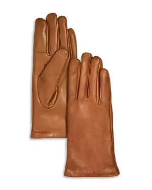 Bloomingdale'S Cashmere Lined Leather Tech Gloves - Cammello