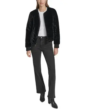 Marc New York Ribbed Faux Fur Zip Jacket