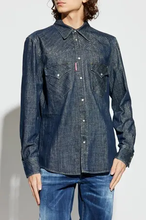 Dsquared2 Shirt With Lurex Thread - Navy Blue