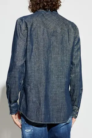 Dsquared2 Shirt With Lurex Thread - Navy Blue