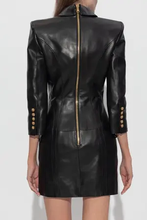 Balmain Double-breasted Leather Blazer Dress