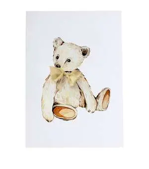 SOPHIE BRABBINS Teddy Bear With Ribbon A4 Print - Yellow