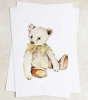 SOPHIE BRABBINS Teddy Bear With Ribbon A4 Print