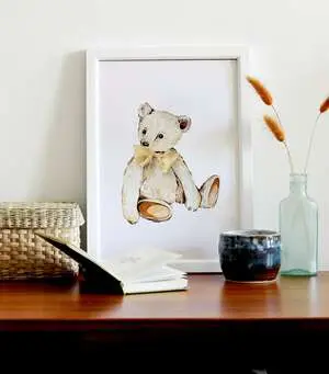SOPHIE BRABBINS Teddy Bear With Ribbon A4 Print