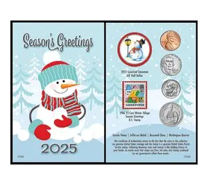 AMERICAN COIN TREASURES 2025 Snowman Collectibl E Greeting Car - One-color