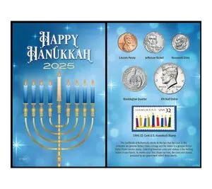 AMERICAN COIN TREASURES 2025 Hanukkah Coin & St Amp Card - One-color