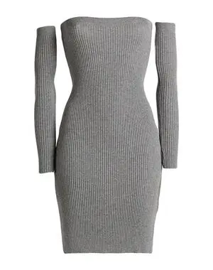 HAVEONE Ribbed-knit Mini Dress With Detachable Sleeves - Grey