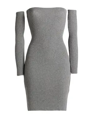 HAVEONE Ribbed-knit Mini Dress With Detachable Sleeves - Grey