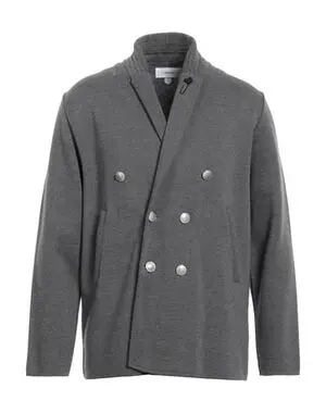 LARDINI Double-Breasted Knitted Wool Blazer Grey