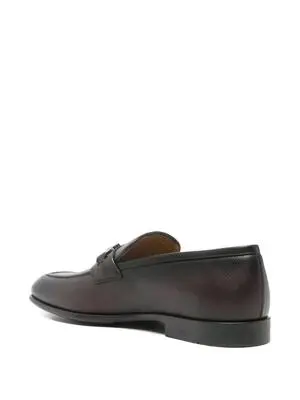 FERRAGAMO Gancini Detail Leather Loafers