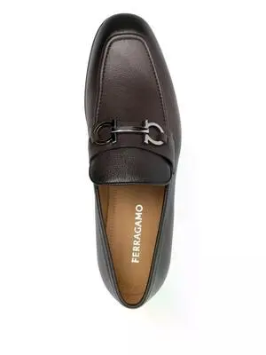 FERRAGAMO Gancini Detail Leather Loafers