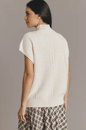 Maeve Cable-knit Wool Blend Sweater Vest - Ivory