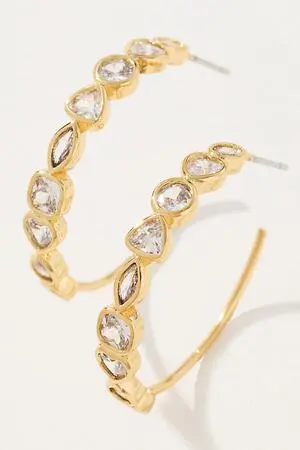 Anthropologie Mixed Crystal Hoop Earrings Gold