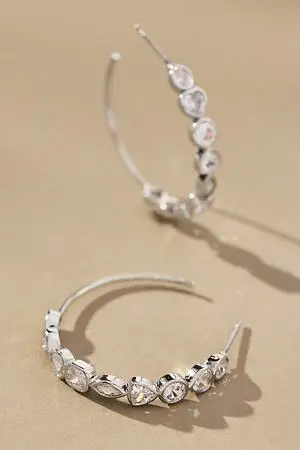 ANTHROPOLOGIE Mixed Crystal Hoop Earrings