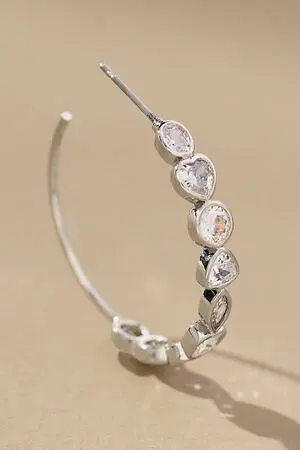 Anthropologie Mixed Crystal Hoop Earrings - Silver