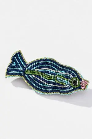 Anthropologie Embellished Icon Brooch - Fish