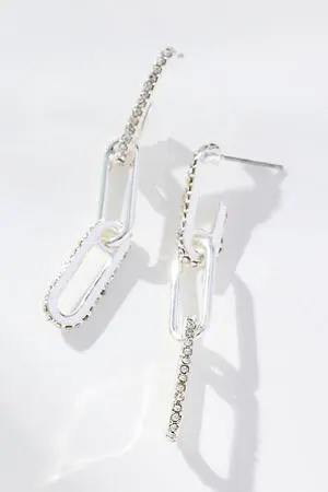 Maeve Triple Paperclip Drop Earrings - Silver