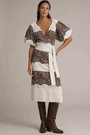 The Great. Fairground Short-sleeve Midi Dress - Neutral Pattern