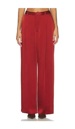 Lapointe Satin Relaxed Pleated Pant - Rust