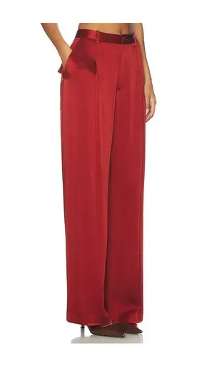 Lapointe Satin Relaxed Pleated Pant - Rust